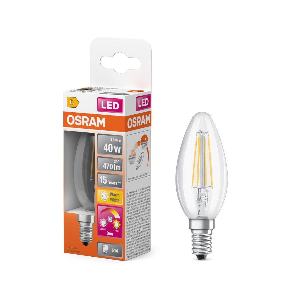 OSRAM LED Lampe LED SUPERSTAR CLASSIC B GLOWdim 4W 822…827 E14, 470 lm