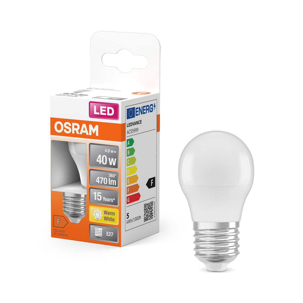 OSRAM LED Lampe LED STAR CLASSIC P 4.9W 827 Frosted E27, 470 lm, 2700