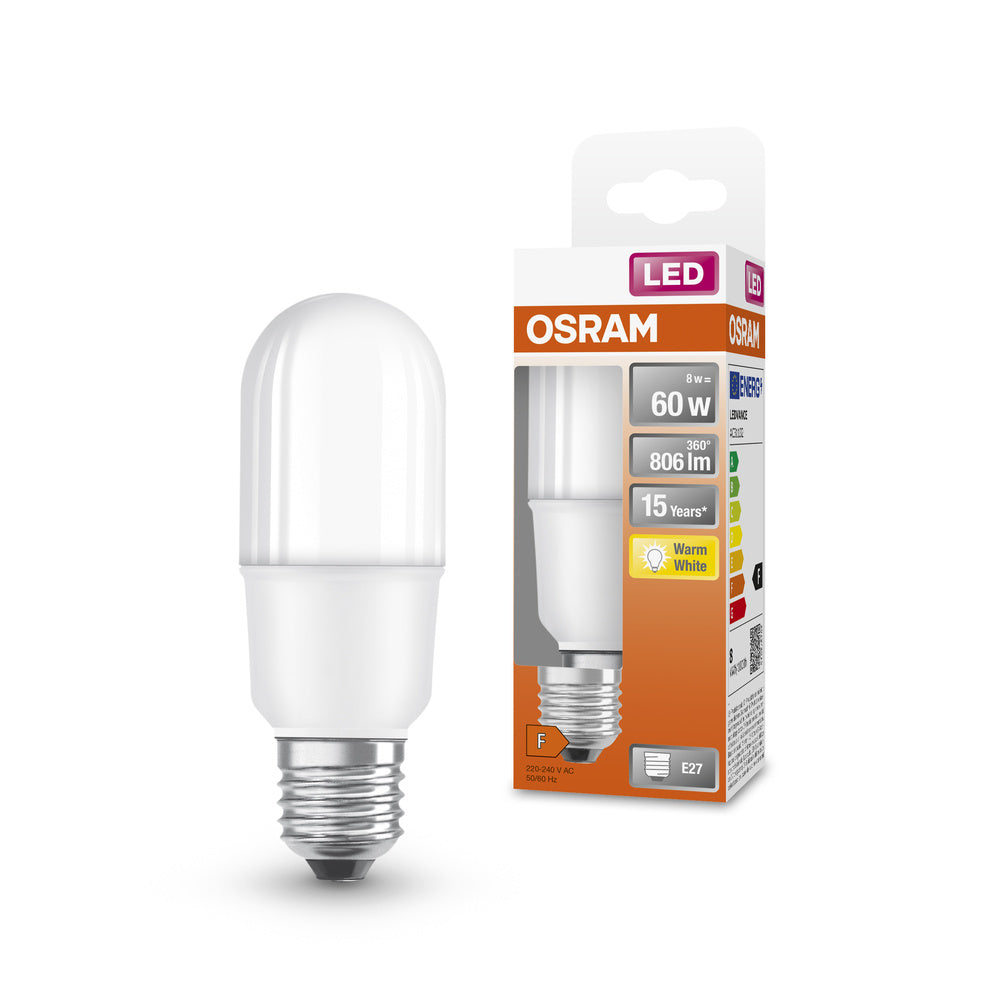 OSRAM LED Lampe LED STAR STICK 8.5W 827 Frosted E27 Warmweiß, 806 lm,