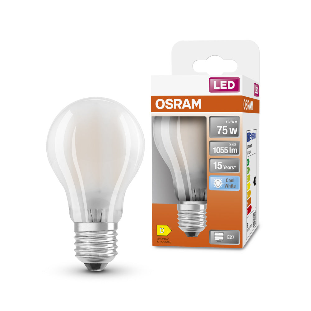 OSRAM LED Lampe LED Retrofit CLASSIC A 7.5W 840 Frosted E27, 1055 lm,