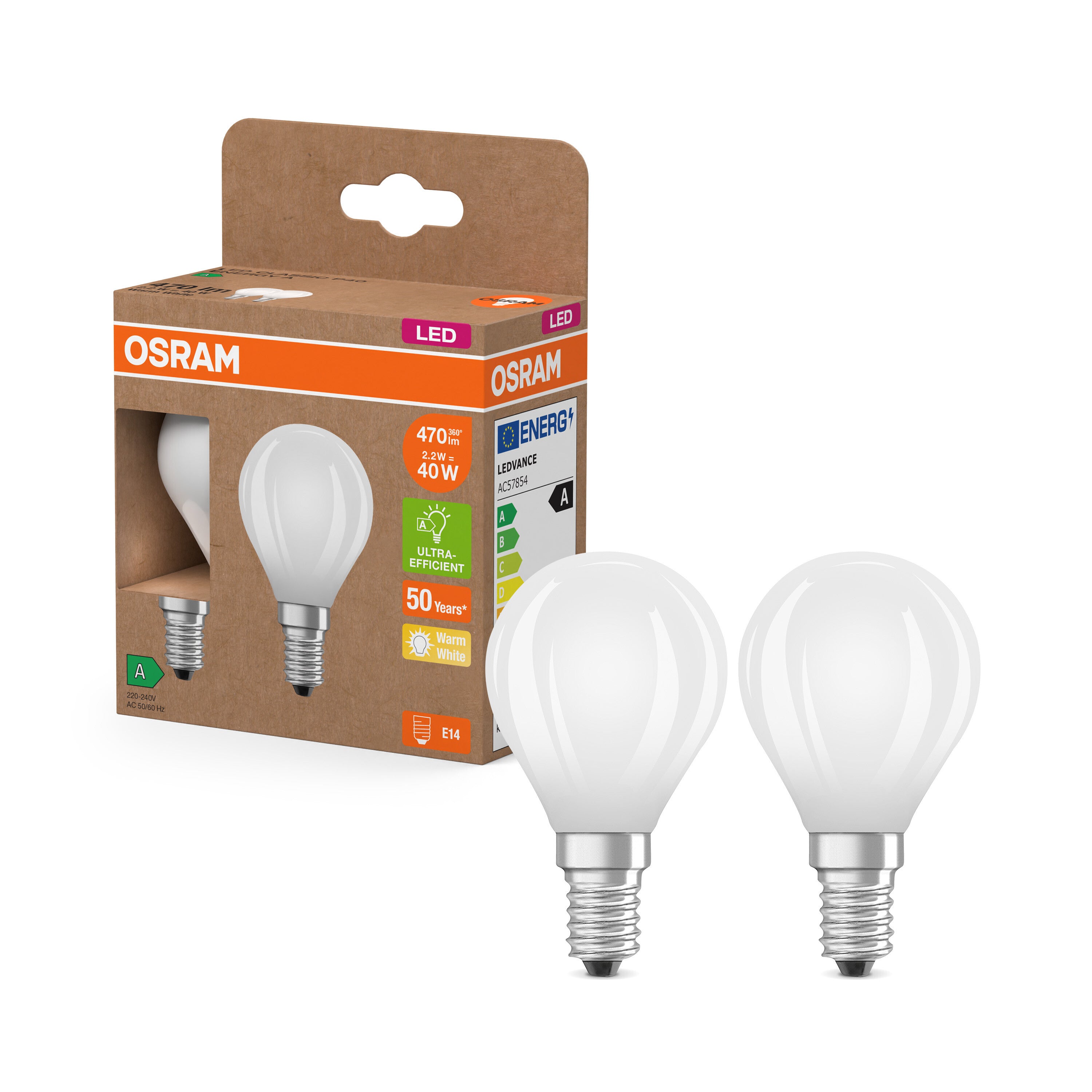 OSRAM LED Superstar Classic Lampe Frosted, 2.2W, 470lm, 45mm , Warmwei