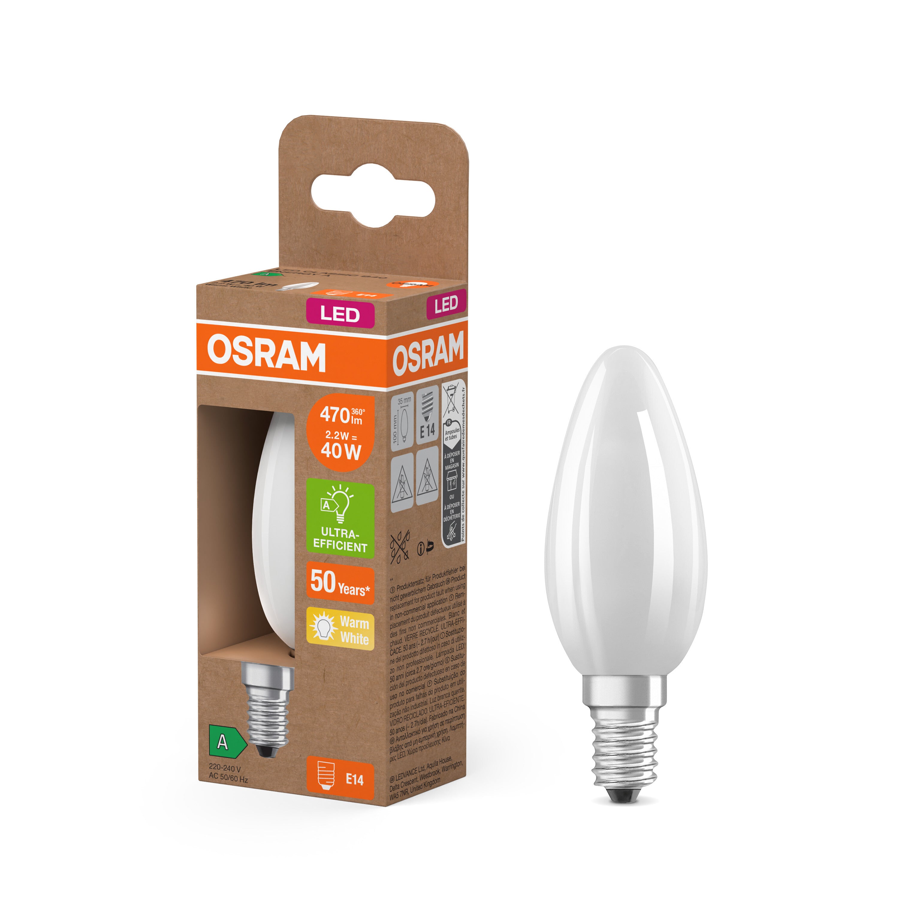 OSRAM LED Superstar Classic Lampe Frosted, 2.2W, 470lm, 35mm , Warmwei