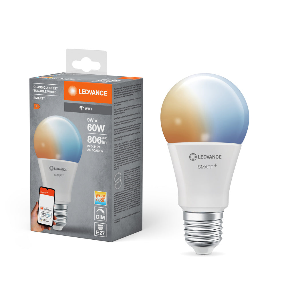 LEDVANCE SMART+ Wifi Classic LED Lampe TW FR E27, 806 lm, 2700…6500 K,