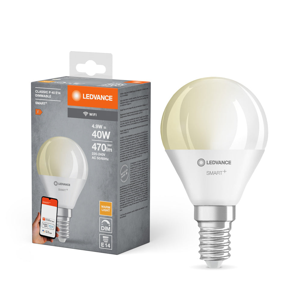 LEDVANCE SMART+ Wifi Mini Bulb LED Lampe DIM FR E14 4,9W 470 lm, 2700