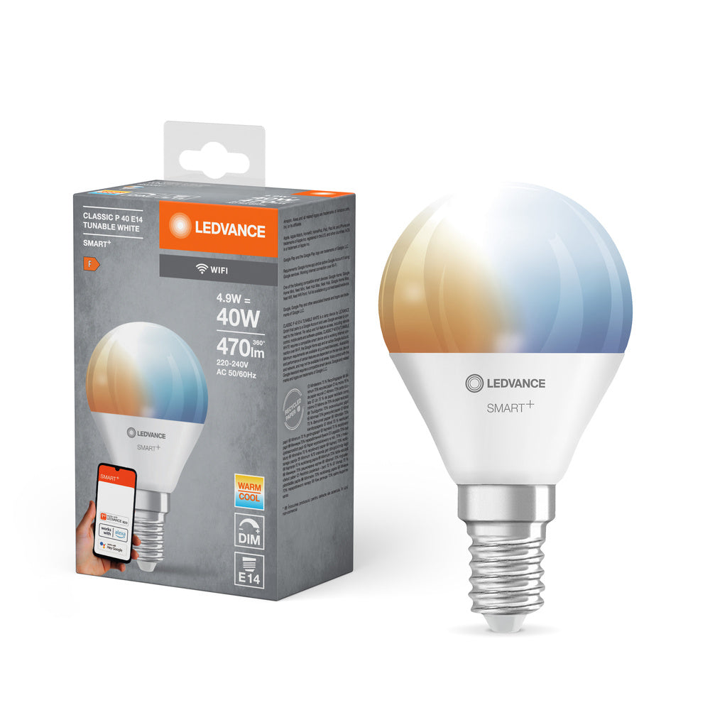 LEDVANCE SMART+ Wifi Mini Bulb LED Lampe TW FR E14 4,9W 470 lm, 2700…6