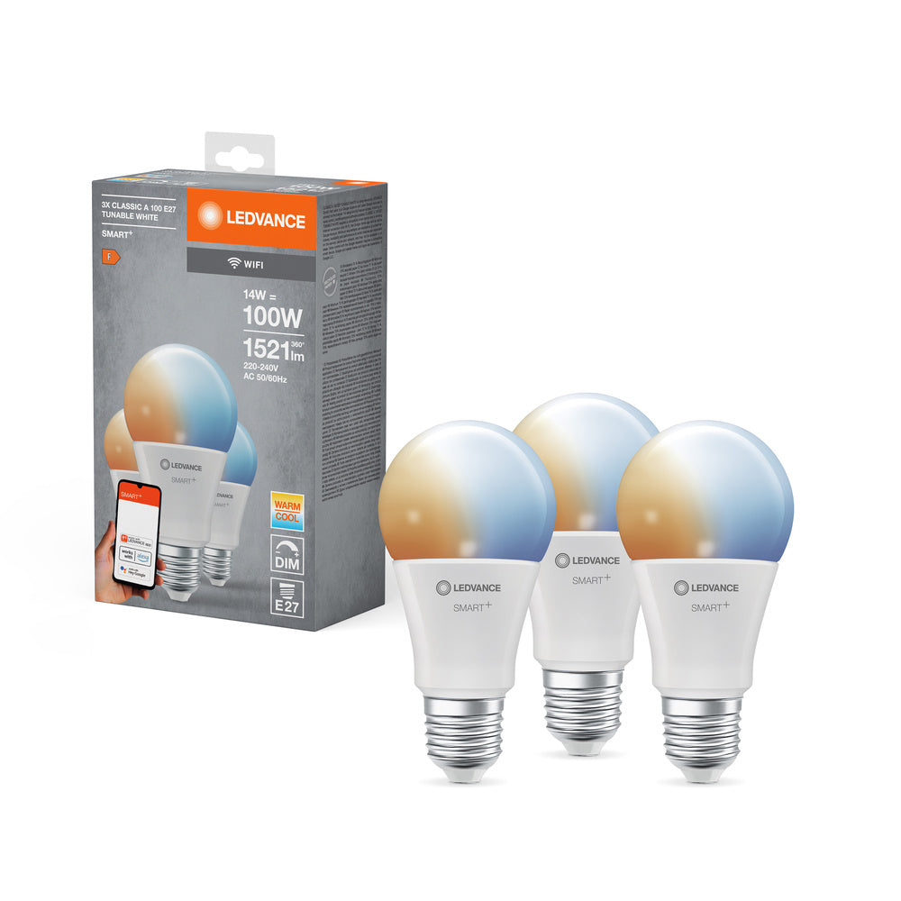 LEDVANCE SMART+ Wifi Classic LED Lampe TW FR E27 14W, 1521 lm, 2700…65