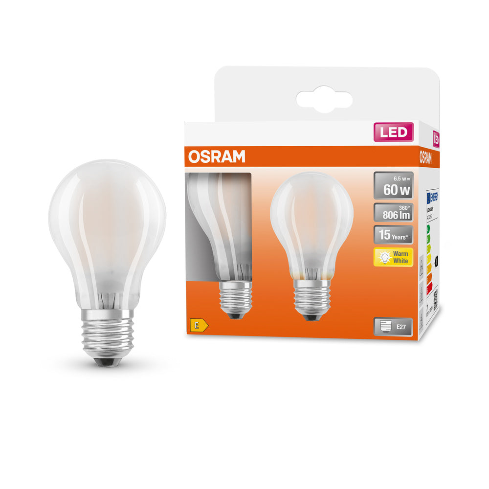 OSRAM LED Lampe LED Retrofit CLASSIC A 6.5W 827 Frosted E27, 806 lm, 2
