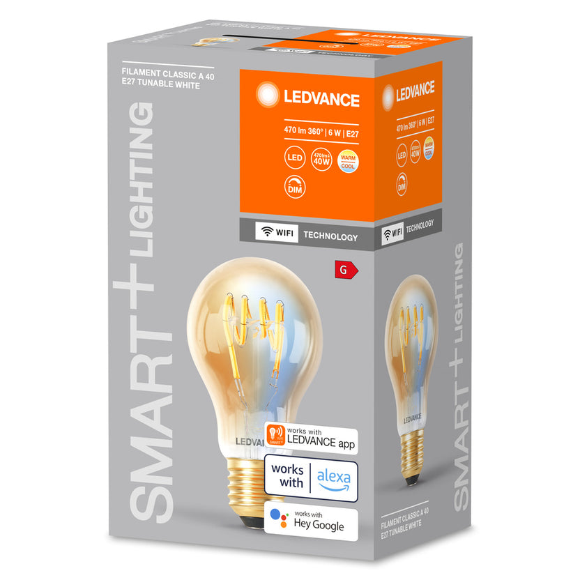 LEDVANCE SMART+ Wifi Filament Classic LED Lampe E27 6W 470 lm, 2200…50