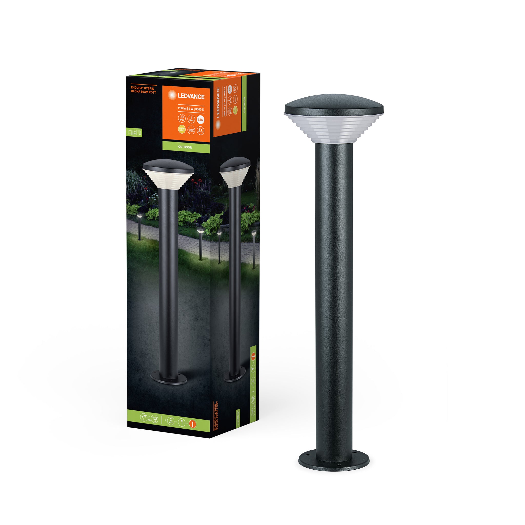 LEDVANCE ENDURA HYBRID SOLAR ORION Pollerleuchte, 2W, 170lm