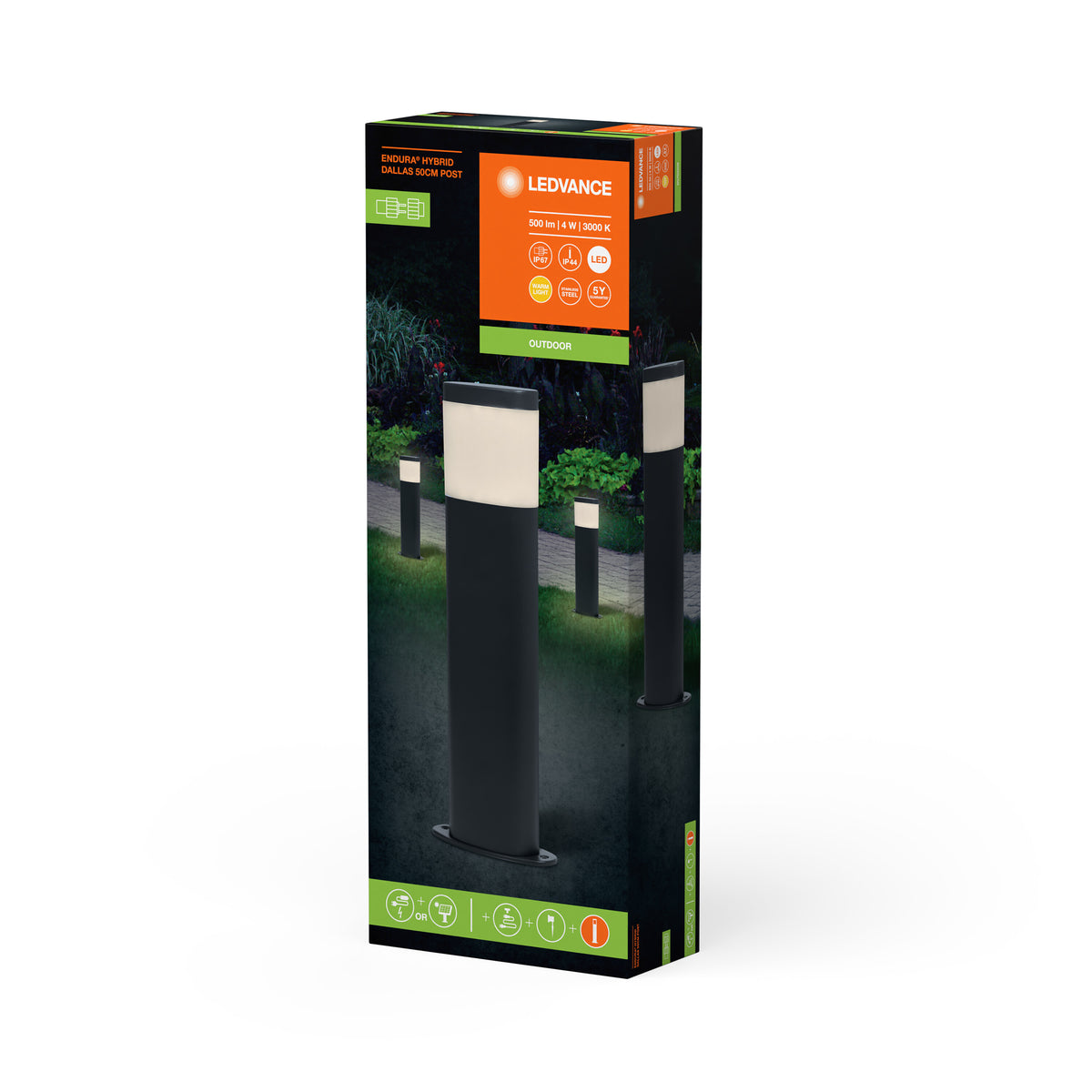 LEDVANCE ENDURA HYBRID SOLAR DALLAS Pollerleuchte, 4W, 300lm