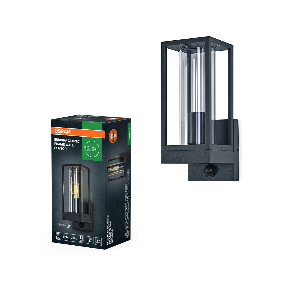 OSRAM ENDURA® CLASSIC FRAME Wandleuchte mit Sensor E27 IP54 Dunkelgrau