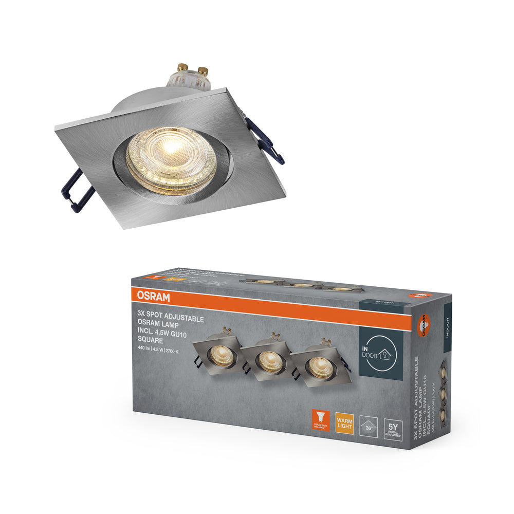 OSRAM LED Spot Recess Einbaustrahler Set GU10 schwenkbar Square Click