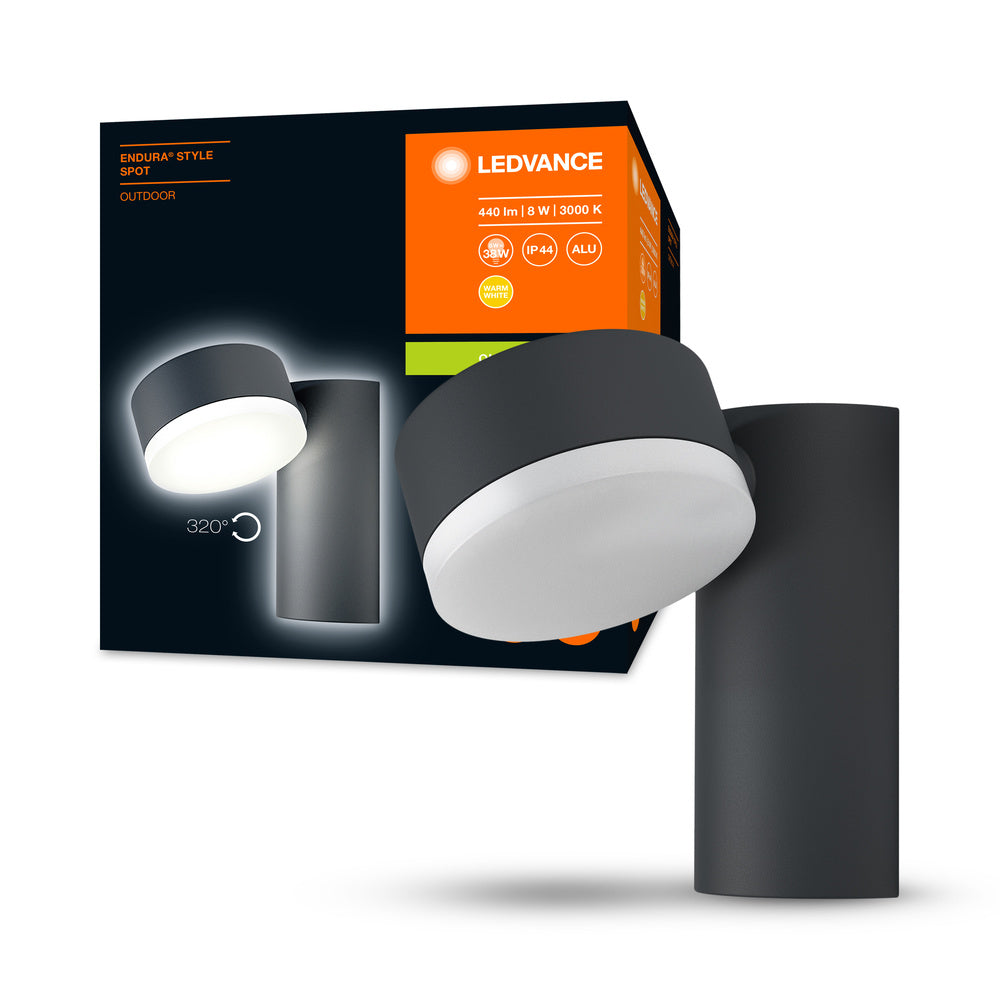 LEDVANCE ENDURA® STYLE SPOT ROUND Wandleuchte 8W Dark Gray, 440 lm, 30
