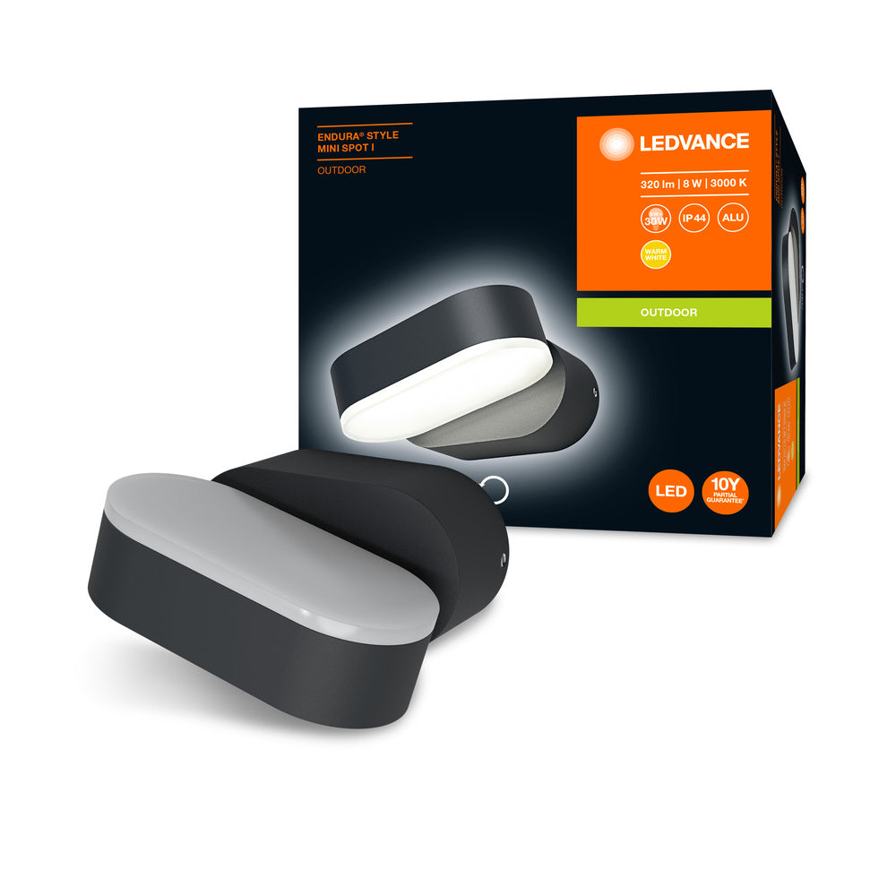 LEDVANCE ENDURA® STYLE MINI SPOT, Wandleuchte, 8W Dark Gray, 320 lm, 3