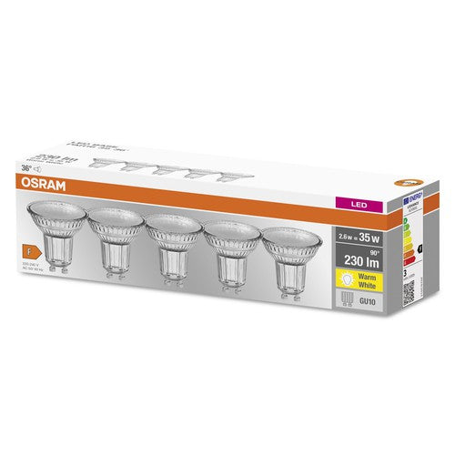 OSRAM LED Base PAR16 LED Spot (ex 35W) 2,6W / 2700K Warmweiß GU10 5er